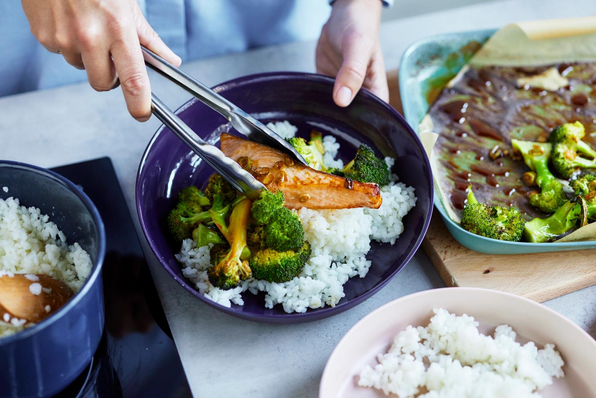 Teriyaki Salmon with Broccoli and Rice