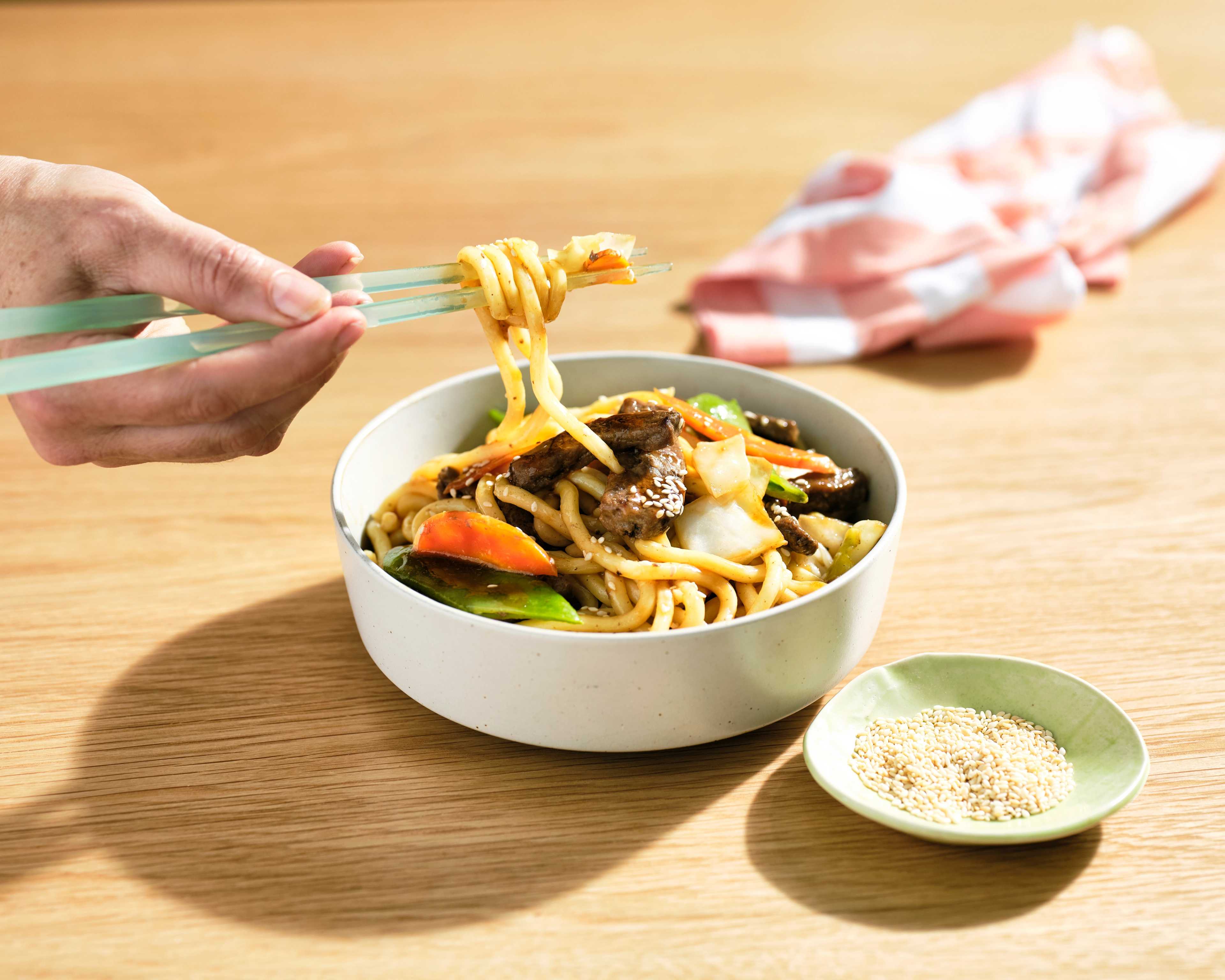 Sesame Beef and Hokkien Noodle Stir-Fry