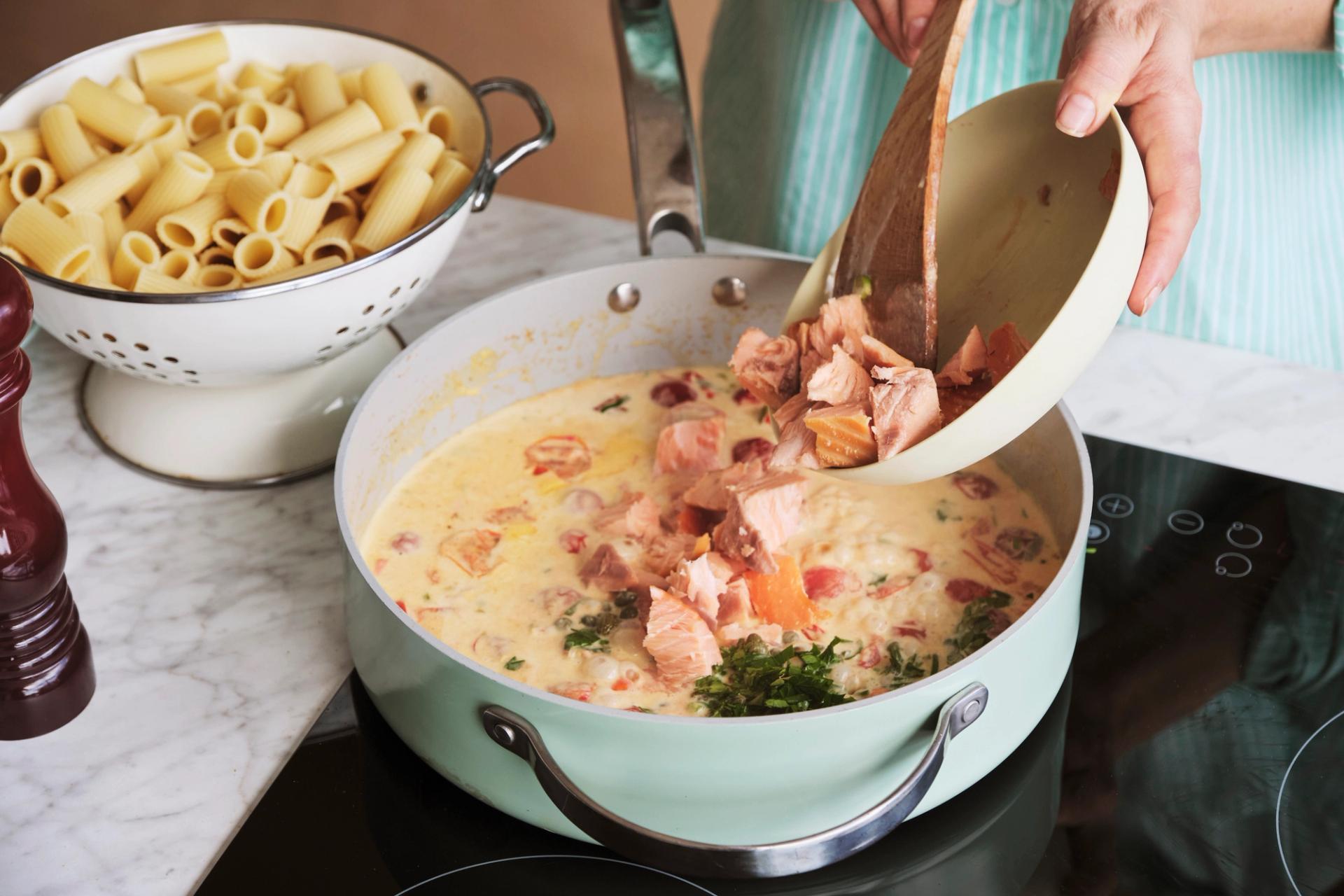 Creamy Salmon and Caper Rigatoni