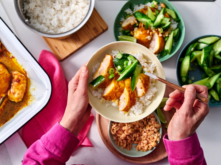 Baked Satay Chicken with Lemongrass Rice