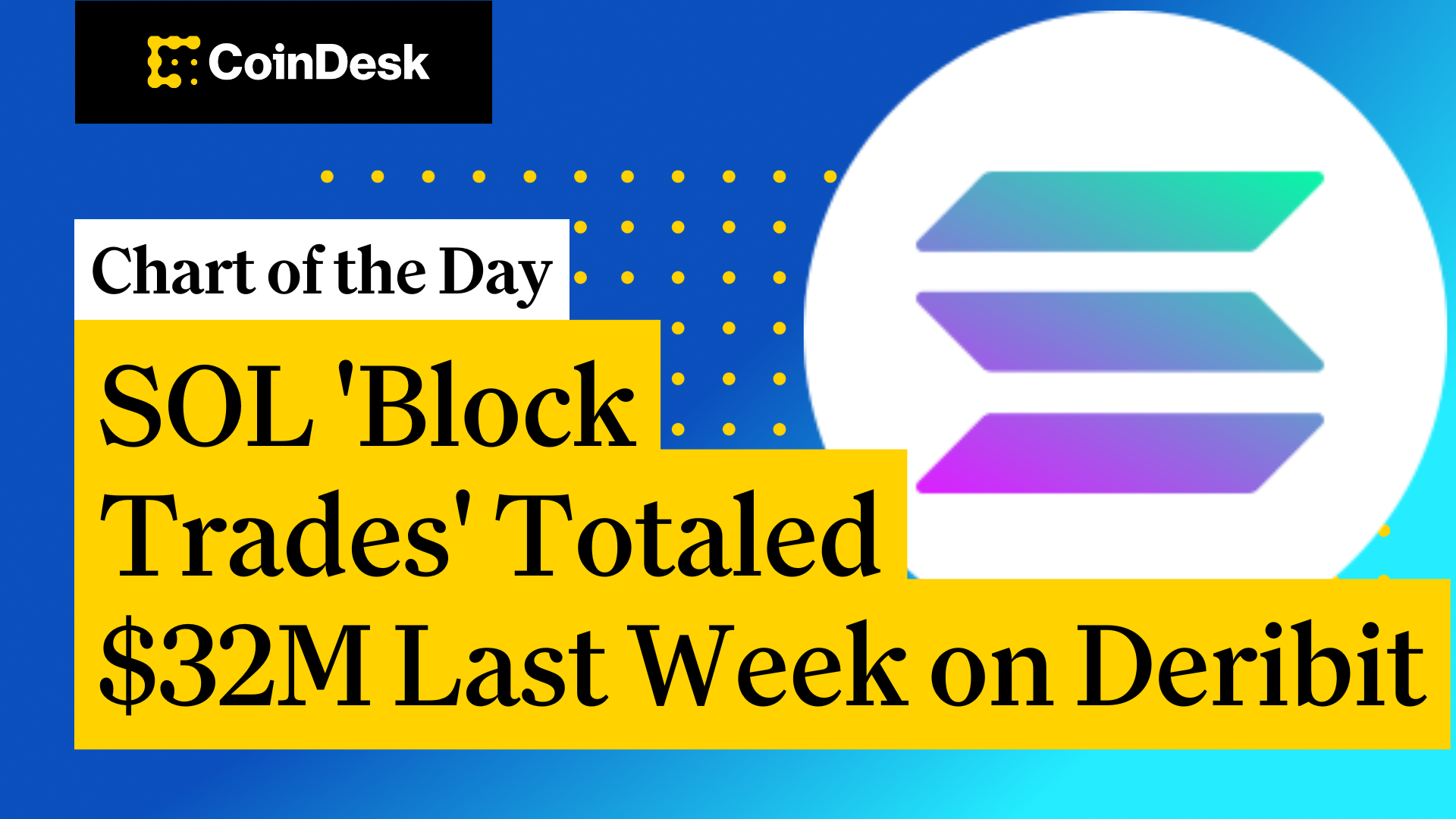 SOL 'Block Trades' Totaled $32M Last Week on Deribit | Video