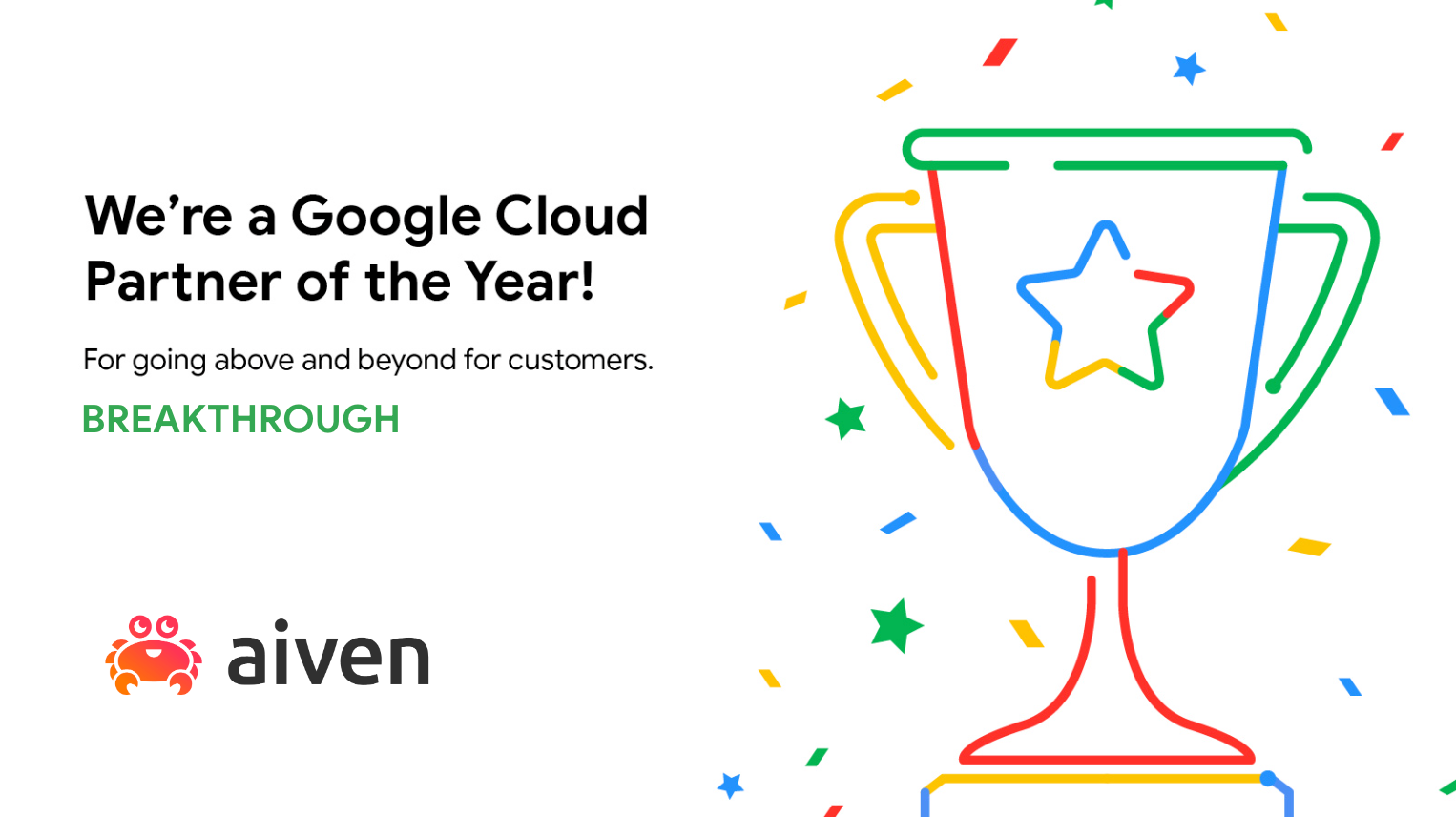 Aiven named a Google Cloud Breakthrough Partner of the Year