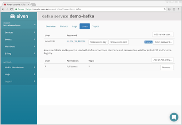 Kafka users and access control