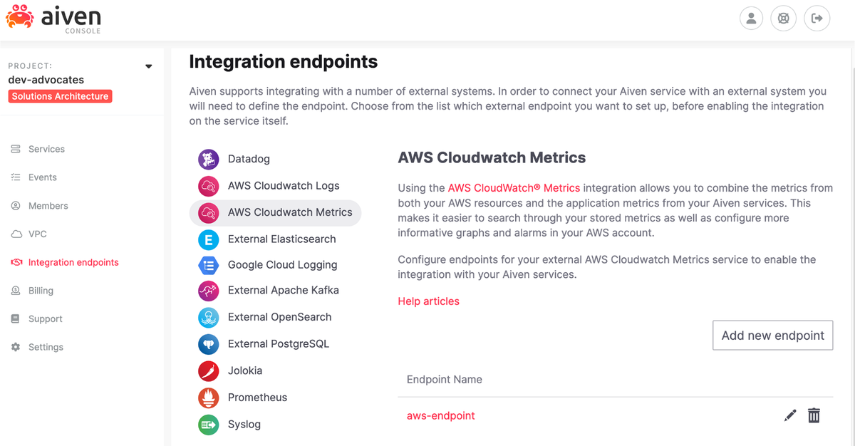 "I see you" - Watch your Aiven metrics with CloudWatch