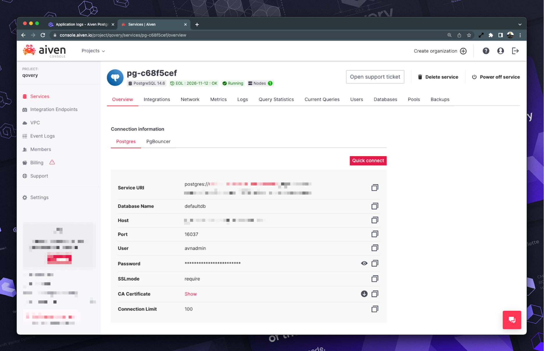 End to end managed development pipelines with Aiven and Qovery