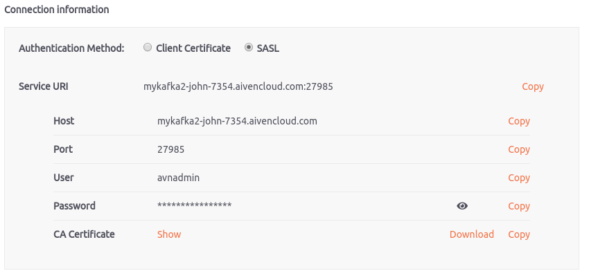 Aiven Kafka now supports SASL authentication Aiven Kafka now supports SASL authentication