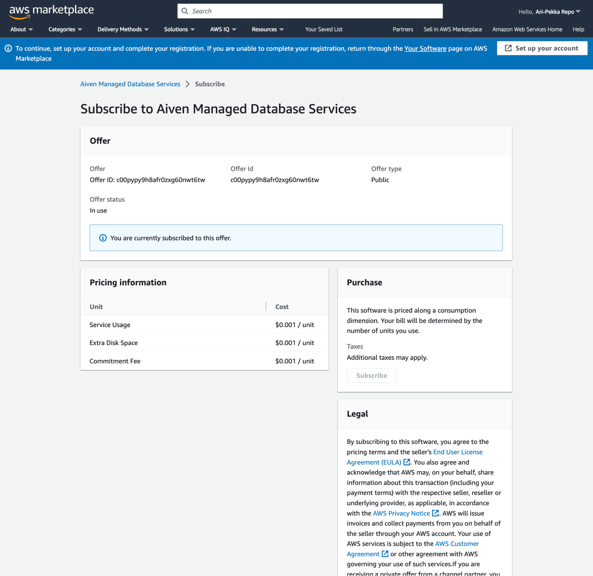 Aiven data platform on AWS Marketplace