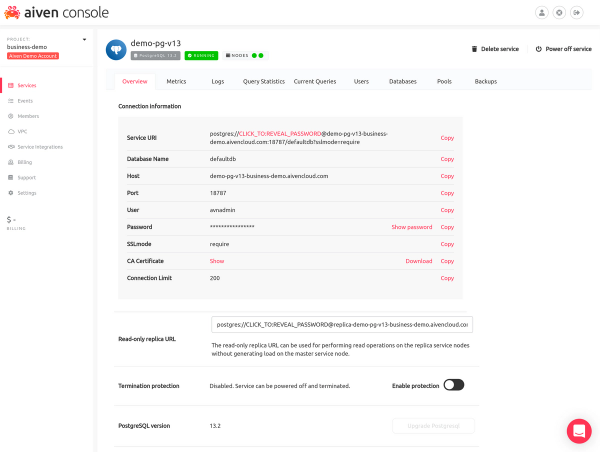 Aiven for PostgreSQL® read-only replicas