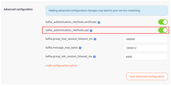 Aiven Kafka now supports SASL authentication