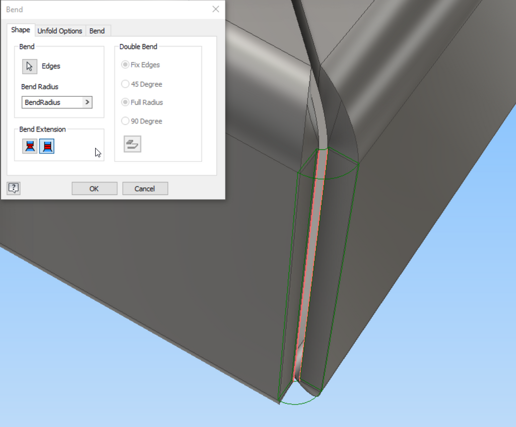 Notch, bend and straighten in Autodesk Inventor