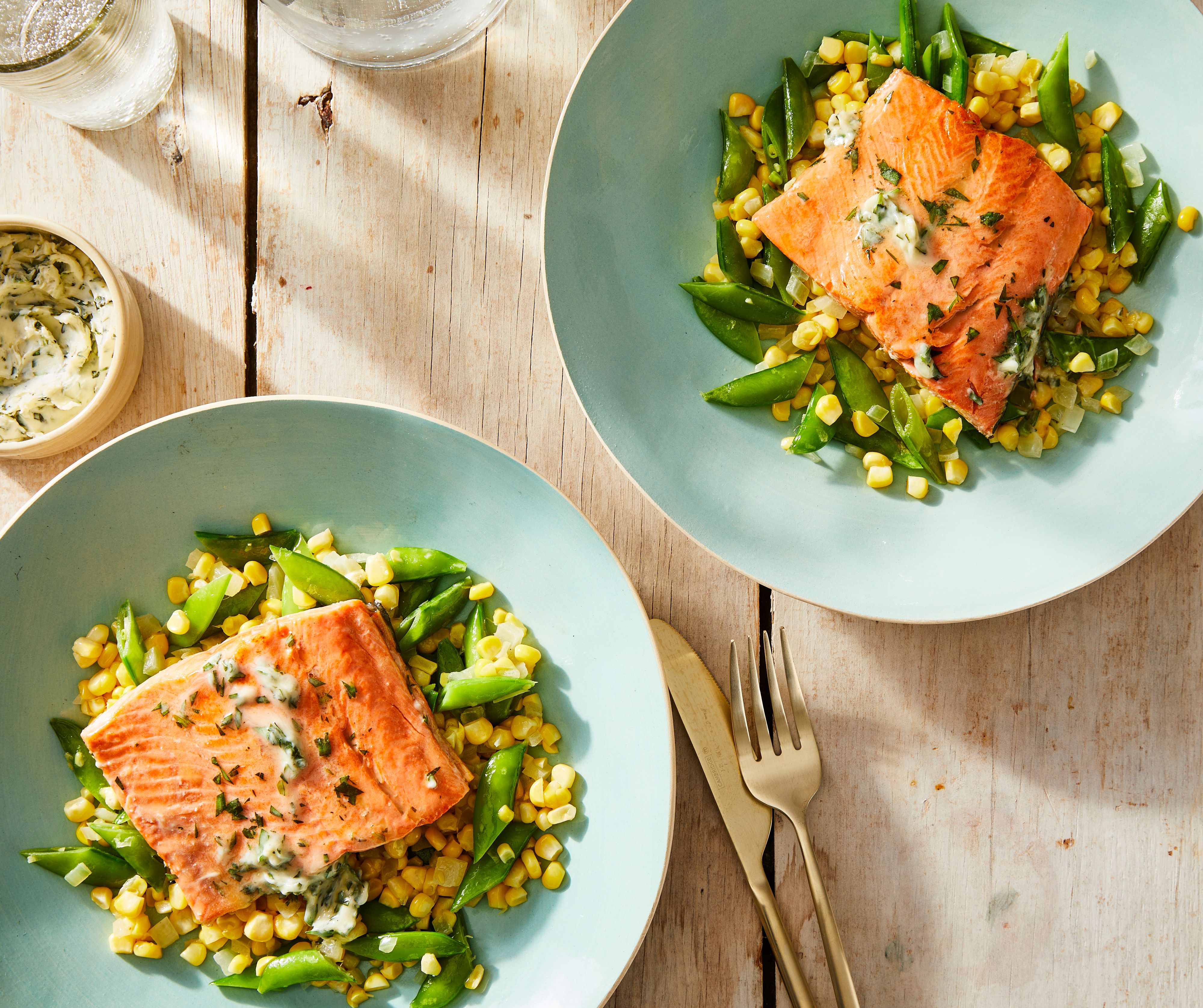 Seared Salmon with Succotash and Tarragon Butter Recipe - Sitka Seafood ...