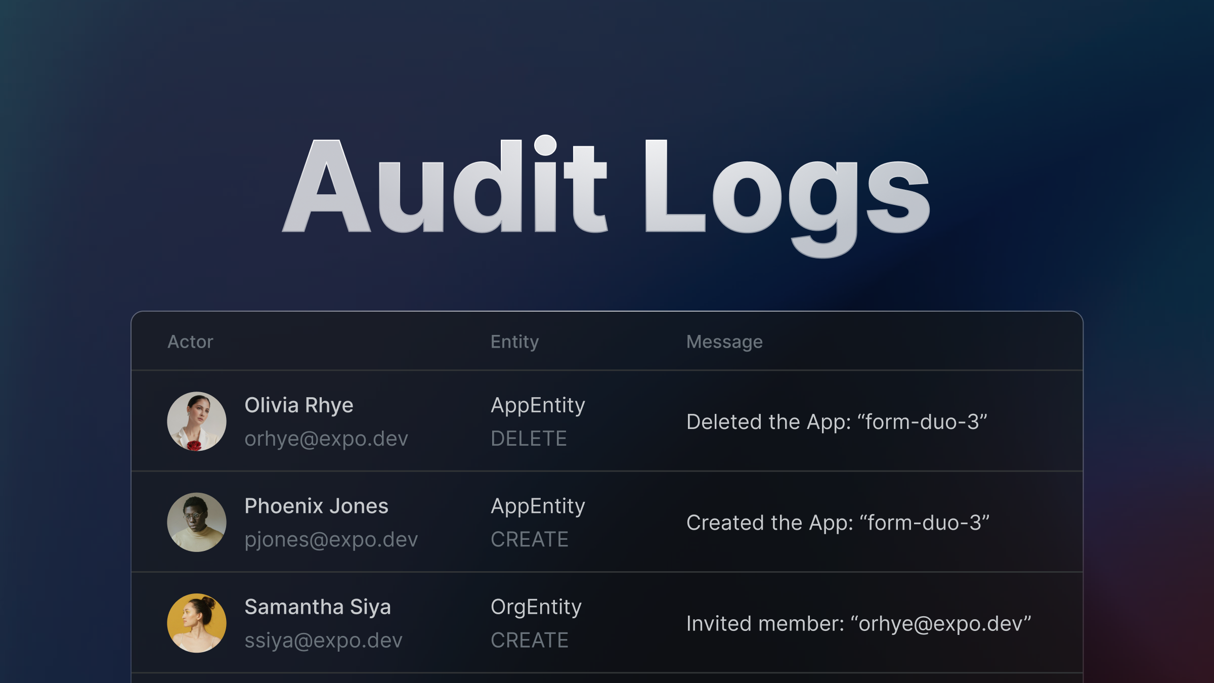 Audit logs available to enterprise users - Expo Changelog