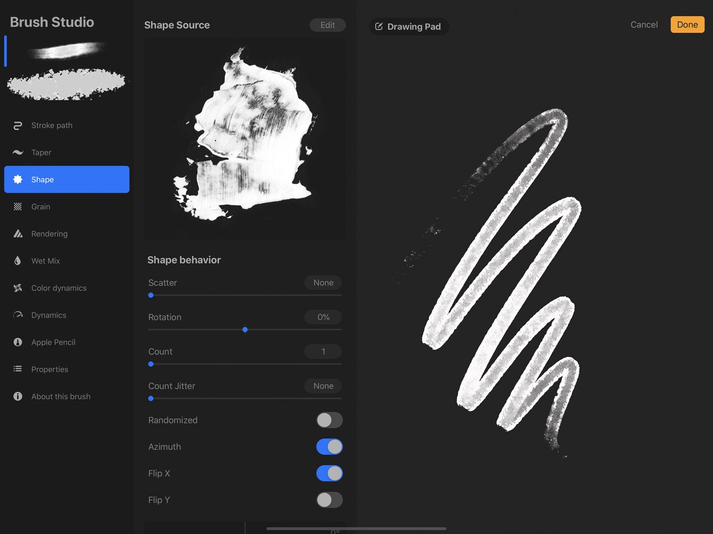 Brush Studio Settings — Procreate Handbook