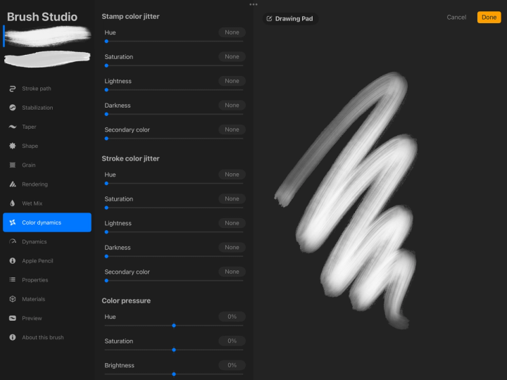 Brush Studio Settings — Procreate Handbook