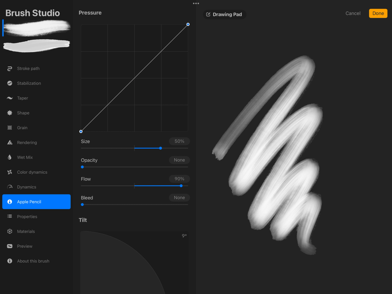 Brush Studio Settings — Procreate Handbook