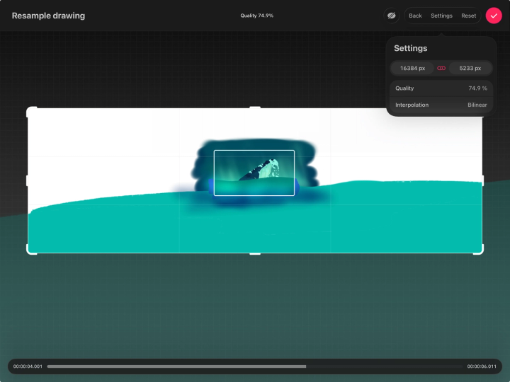 "This drawing/Flipbook needs resizing" — Procreate Dreams Help Center