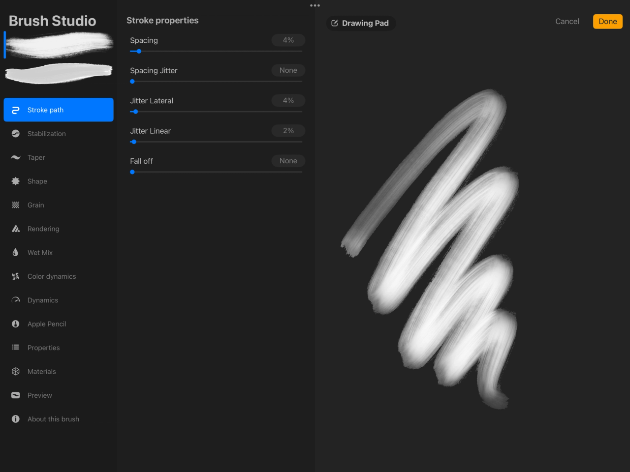 Brush Studio Settings — Procreate Handbook