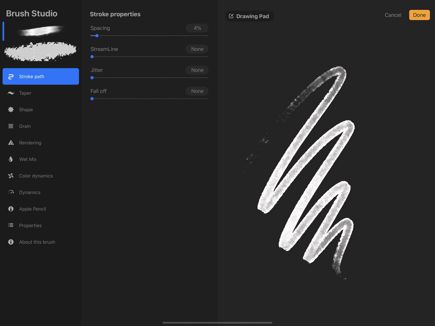 Brush Studio Settings — Procreate Handbook