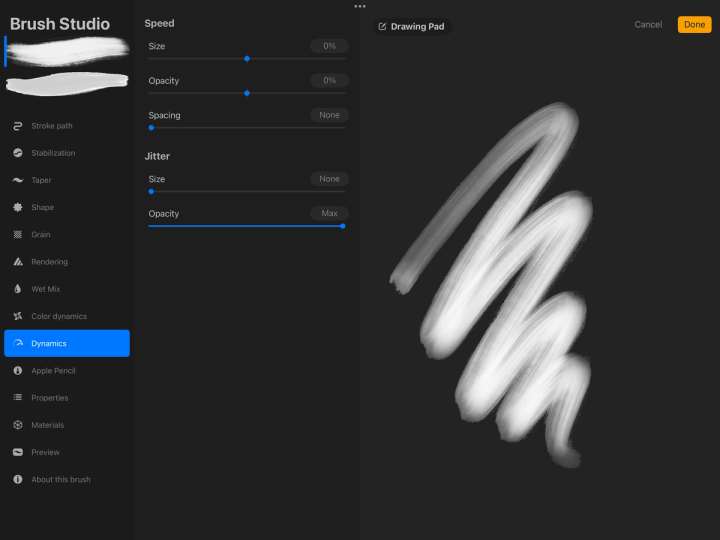 Brush Studio Settings — Procreate Handbook