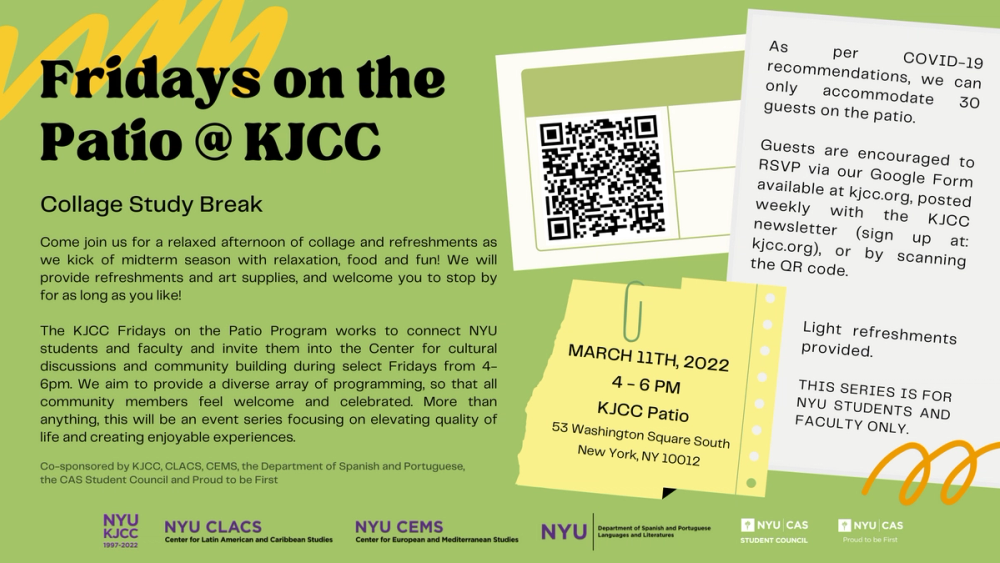 Fridays on the Patio - Study Break @ KJCC ATRIUM & PATIO | NYU KJCC