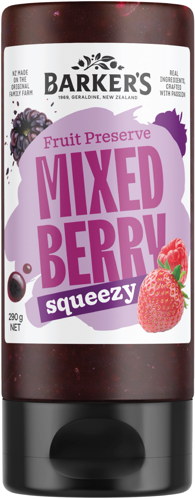 Shop | Mixed Berry Squeezy Fruit Preserve 290g | Barker's of Geraldine