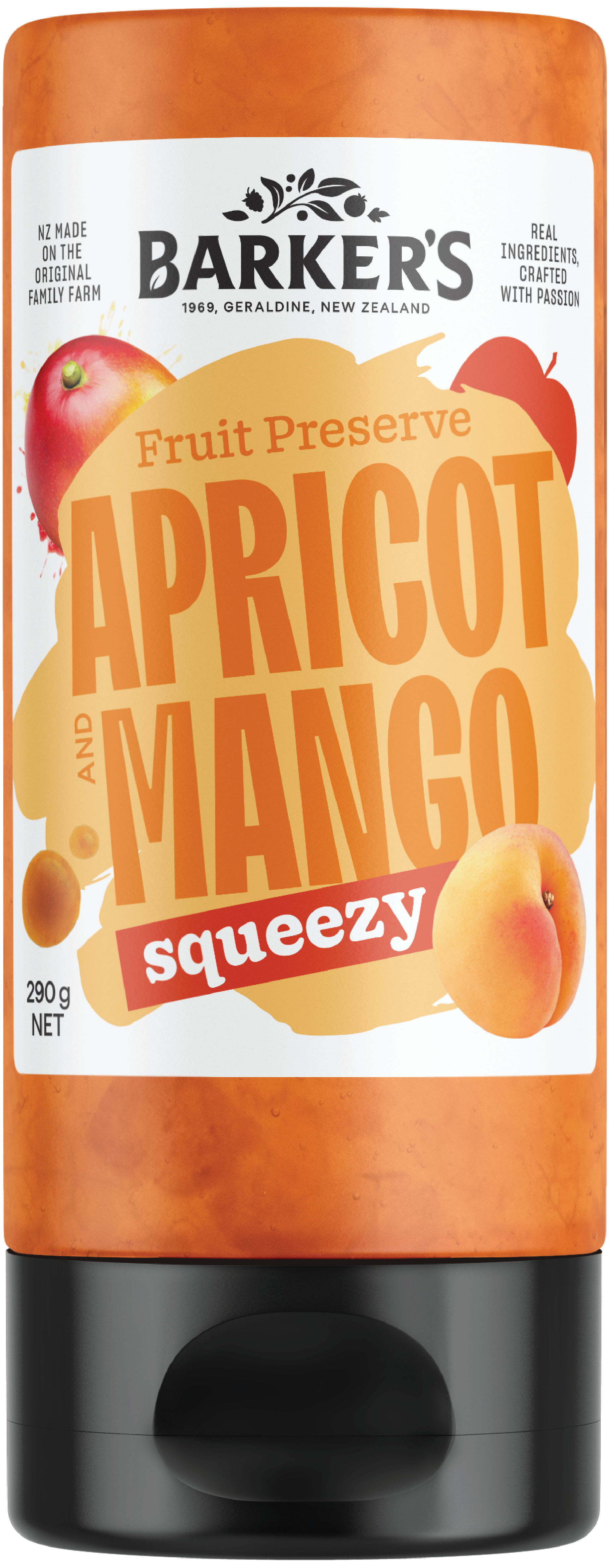 Shop | Apricot & Mango Squeezy Fruit Preserve 290g | Barker's of Geraldine