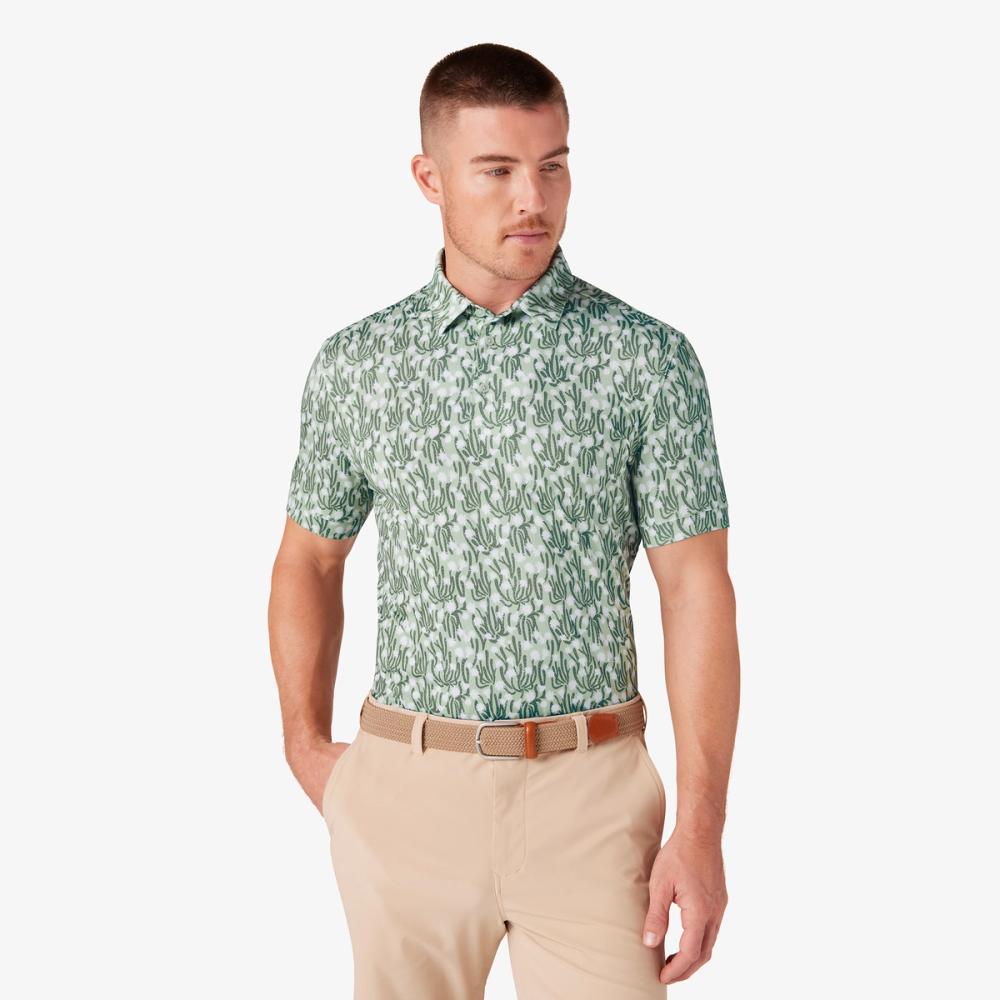 Fog Green Cacti Floral Versa Polo - Mizzen+Main
