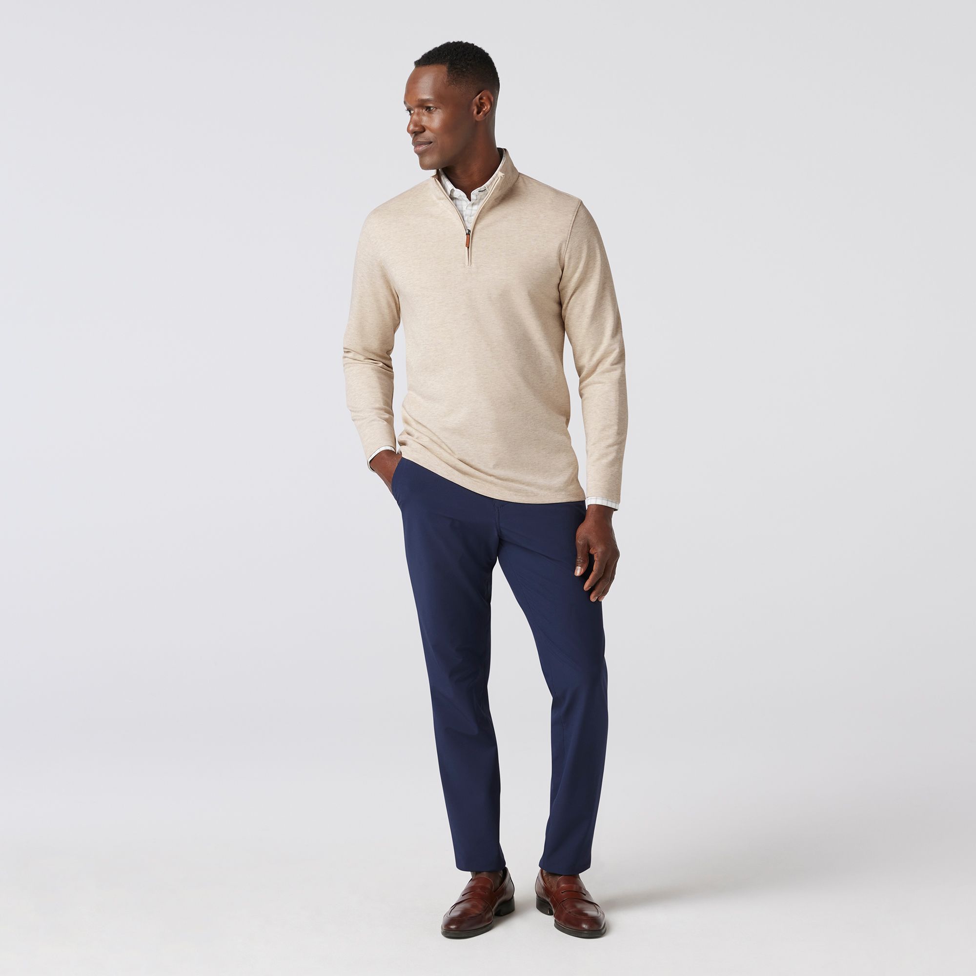 Oyster Heather KPI Quarter Zip - Mizzen+Main