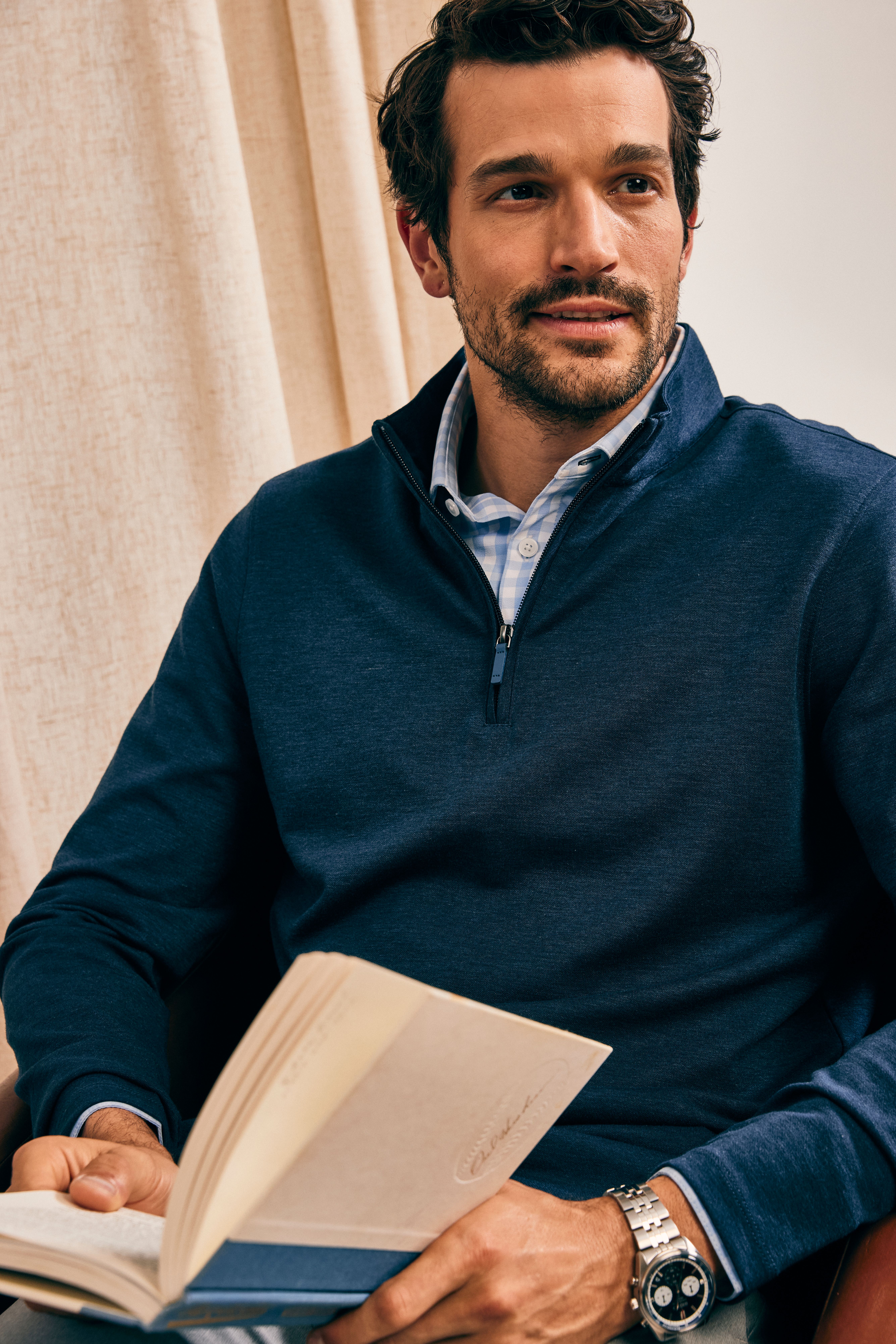 Navy Heather KPI Quarter Zip - Mizzen+Main