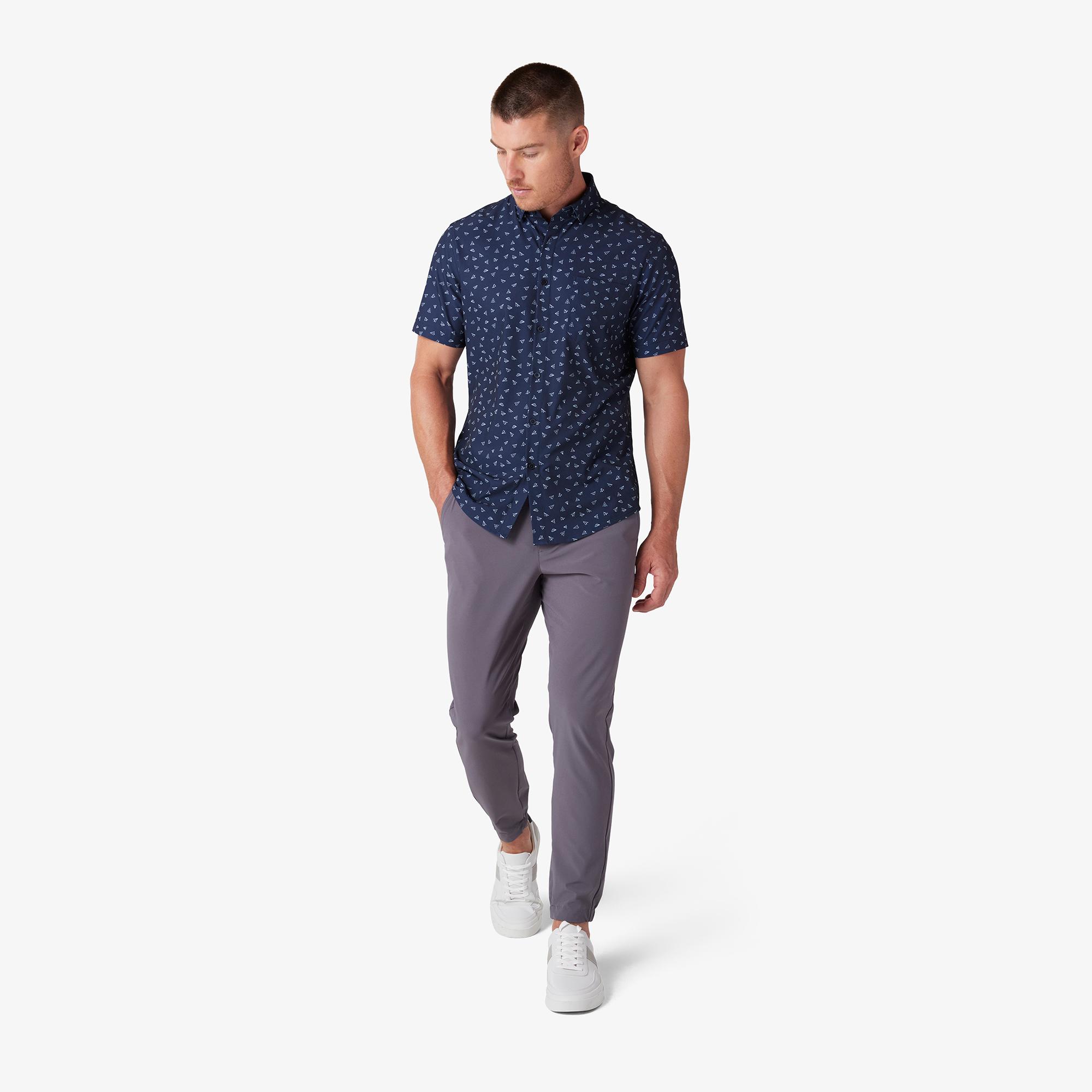 Leeward Short Sleeve - Navy Airplane Print - Mizzen+Main