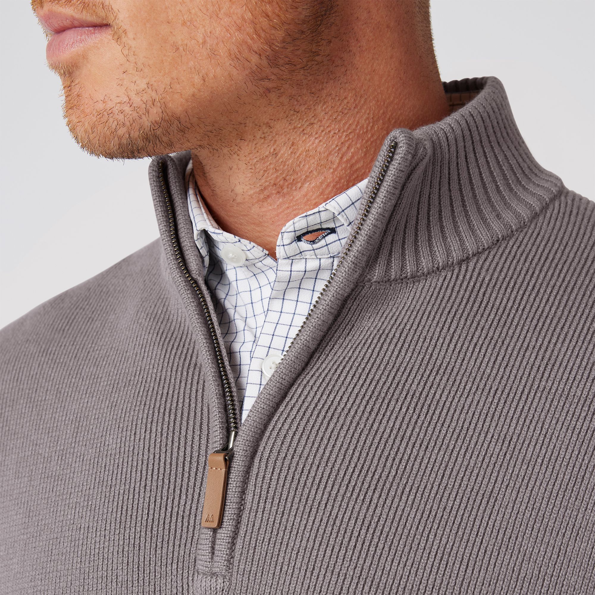 Nickel Solid Hillcrest Quarter Zip - Mizzen+Main