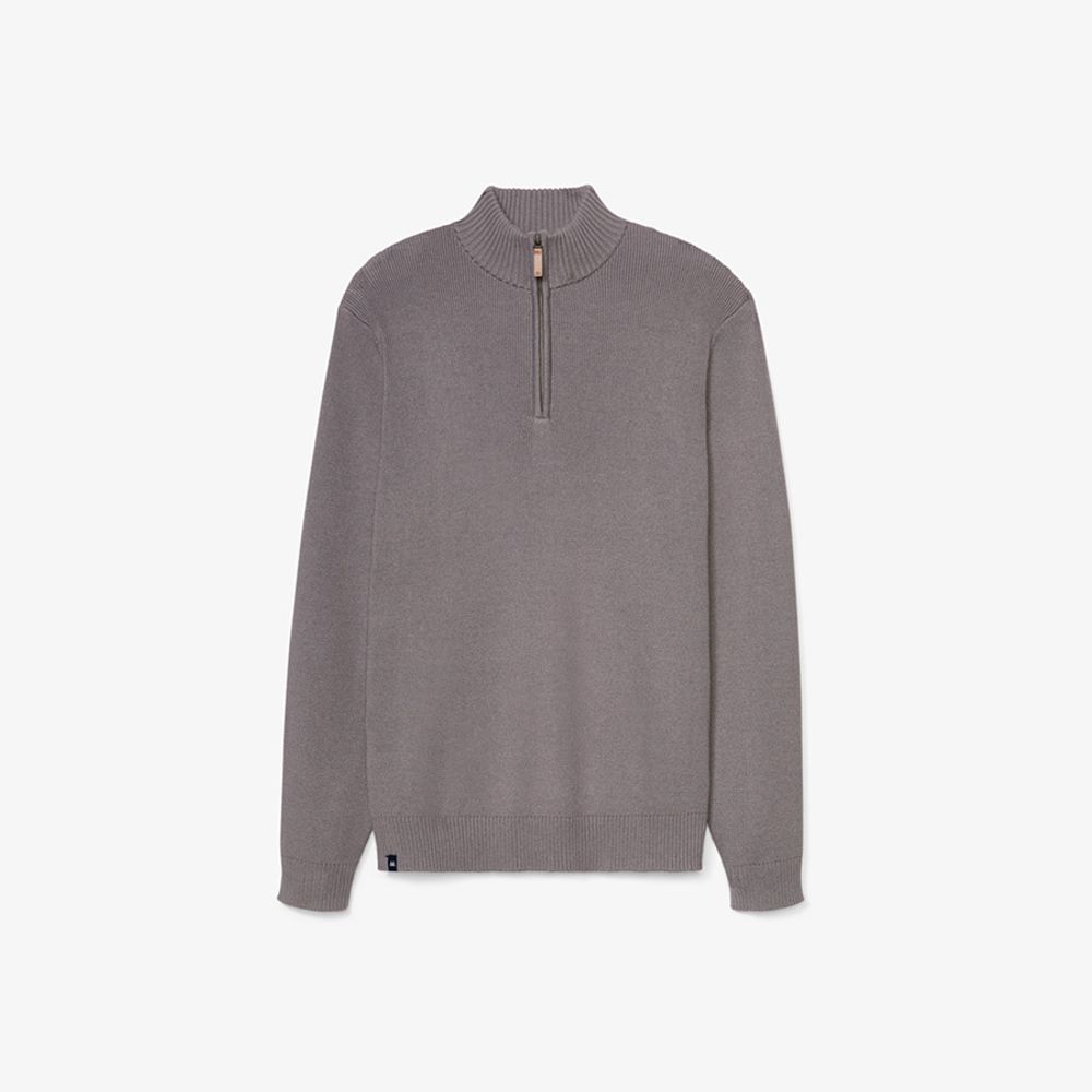 Nickel Solid Hillcrest Quarter Zip - Mizzen+Main