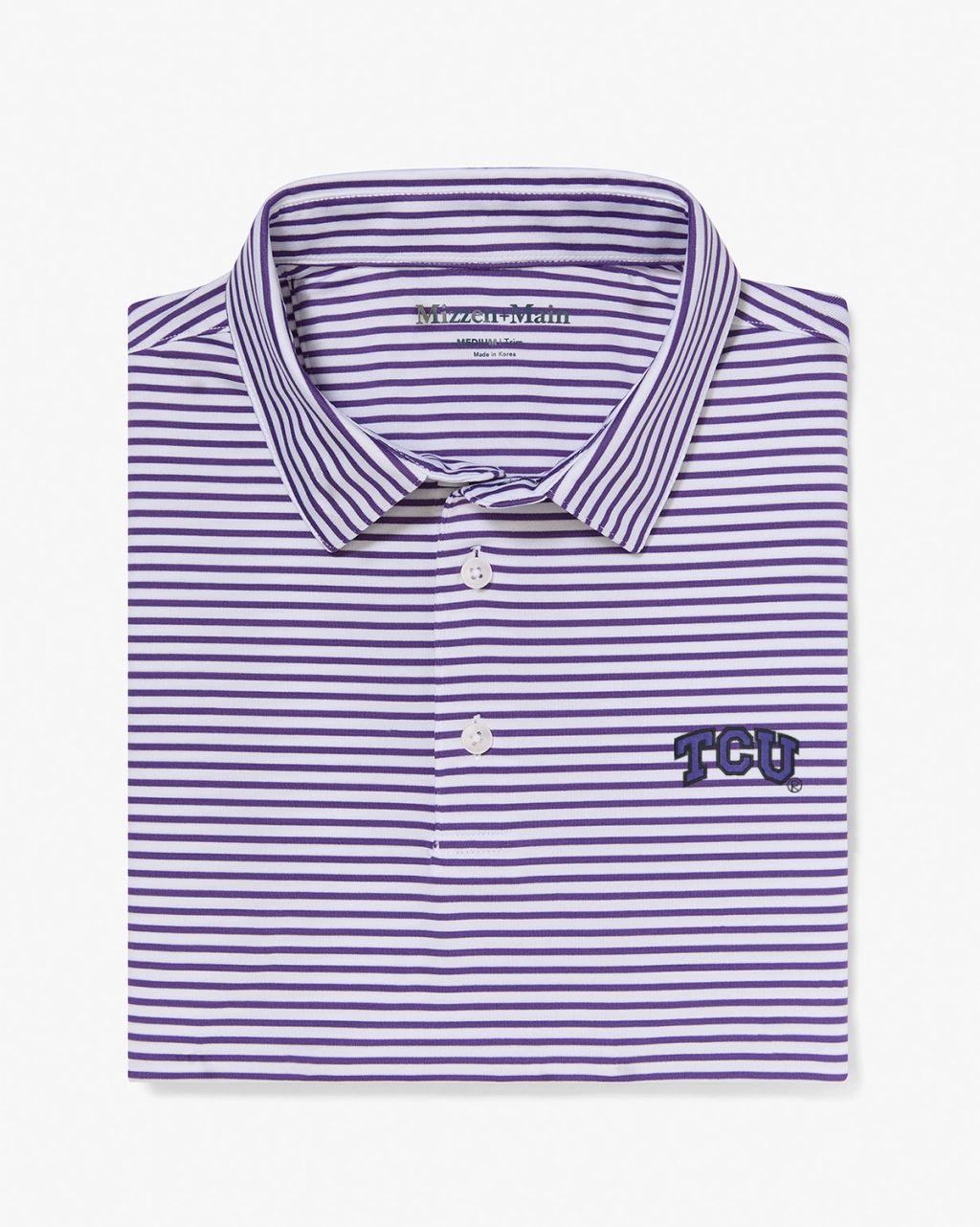TCU Purple Stripe Versa Polo - Mizzen+Main