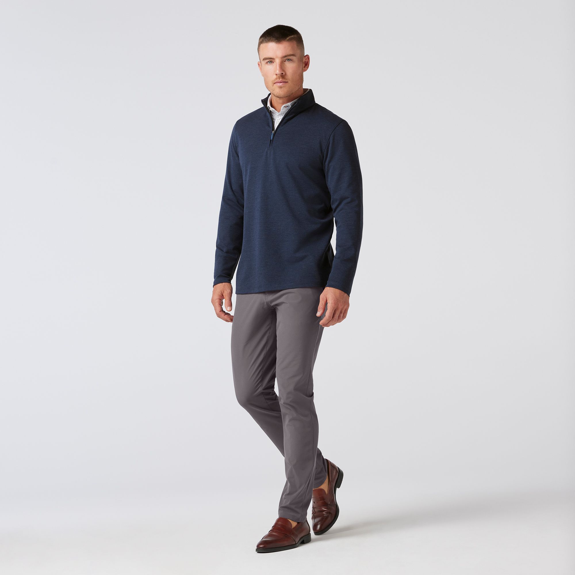 Navy Heather KPI Quarter Zip - Mizzen+Main