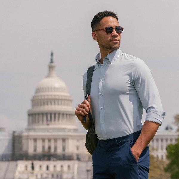 Light Blue Solid Leeward Formal Dress Shirt - Mizzen+Main