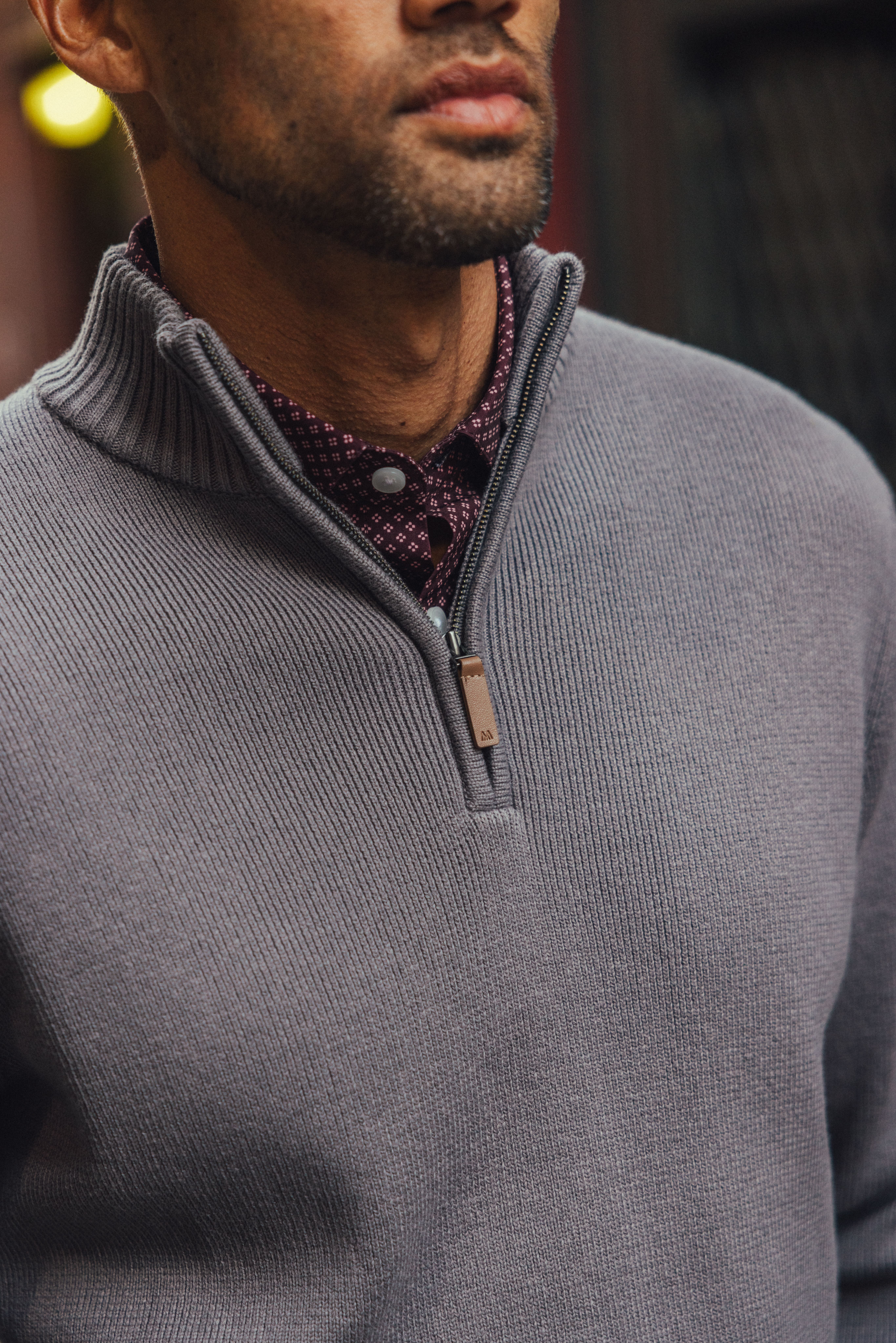 Nickel Solid Hillcrest Quarter Zip - Mizzen+Main