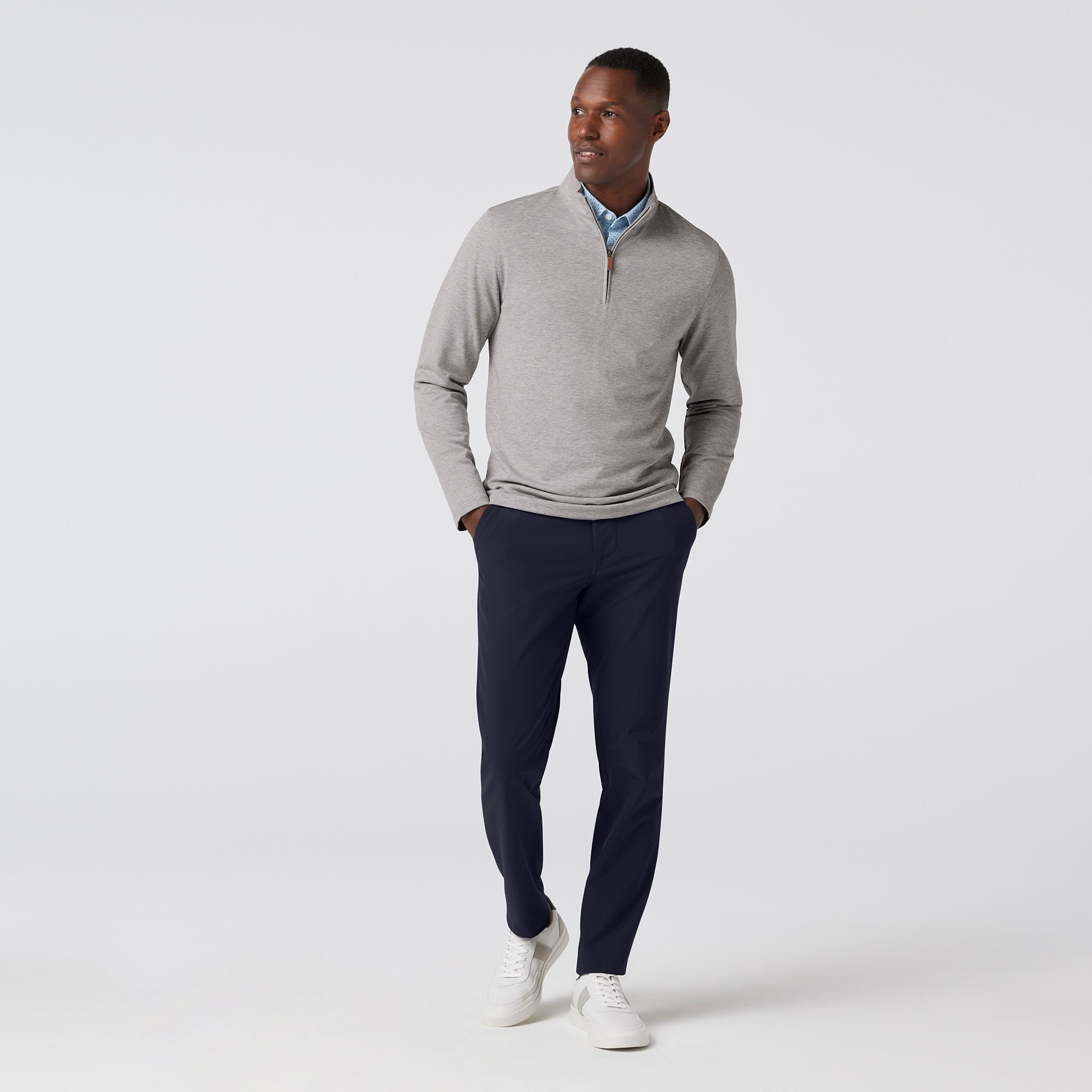 Silver Heather KPI Quarter Zip - Mizzen+Main