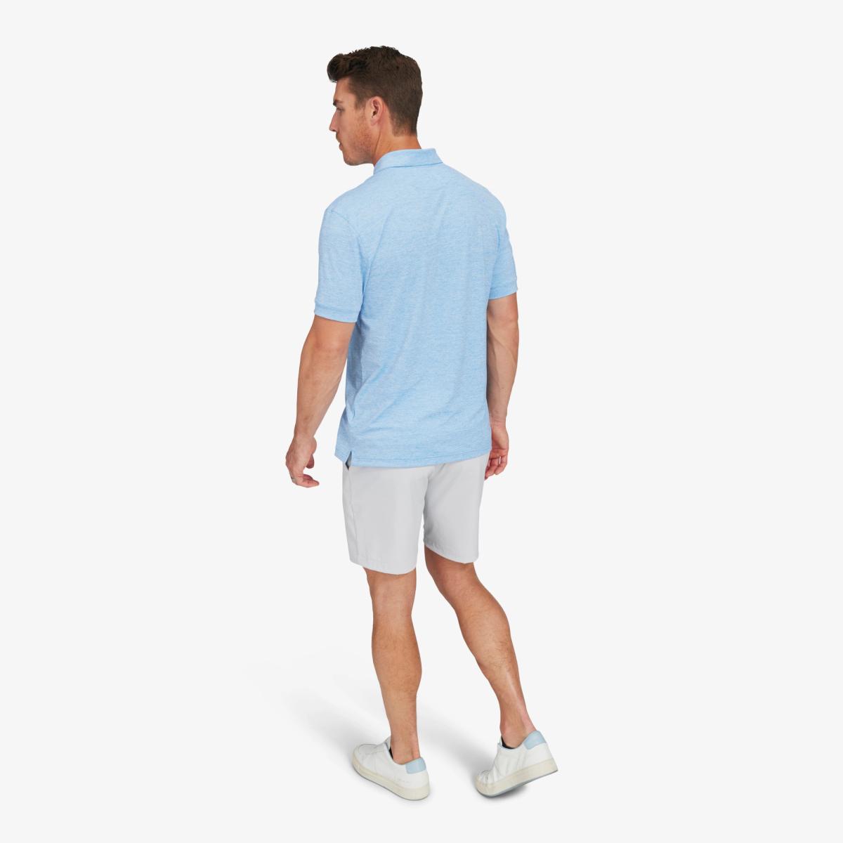 Azure Blue Heather Polo - Mizzen+Main