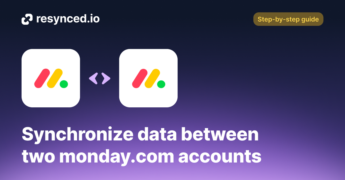 How to synchronize data between two monday.com accounts | resynced.io How to synchronize data between two monday.com accounts | resynced.io