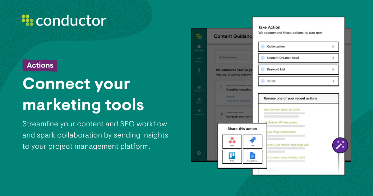 Actions - SEO Workflow Optimization | Conductor Features