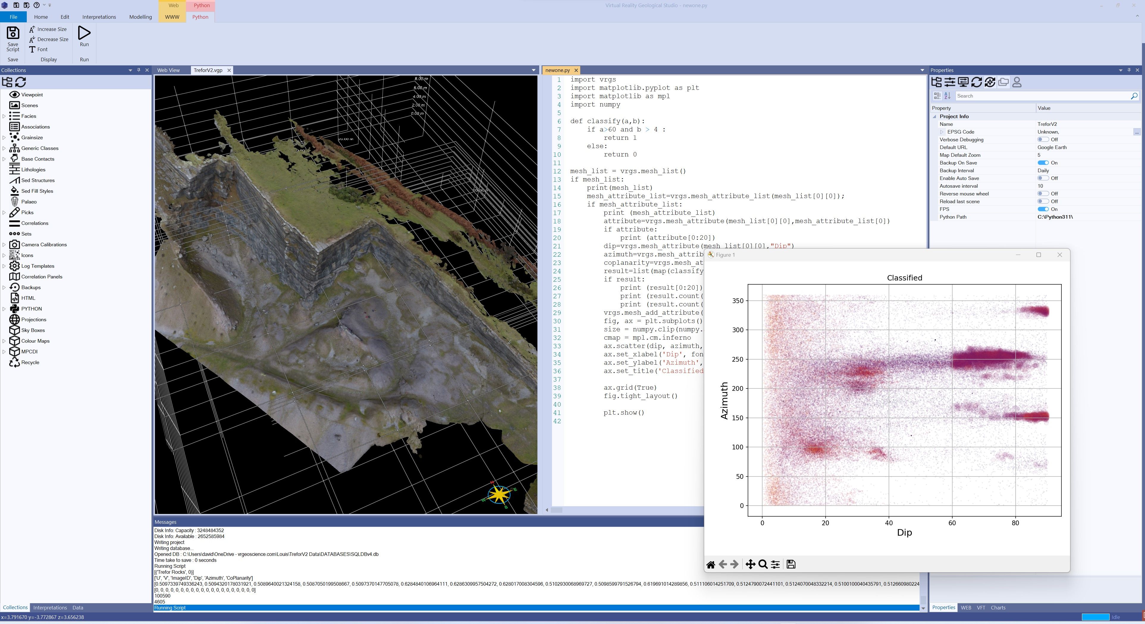 Analysing Geological Data with Python and VRGS