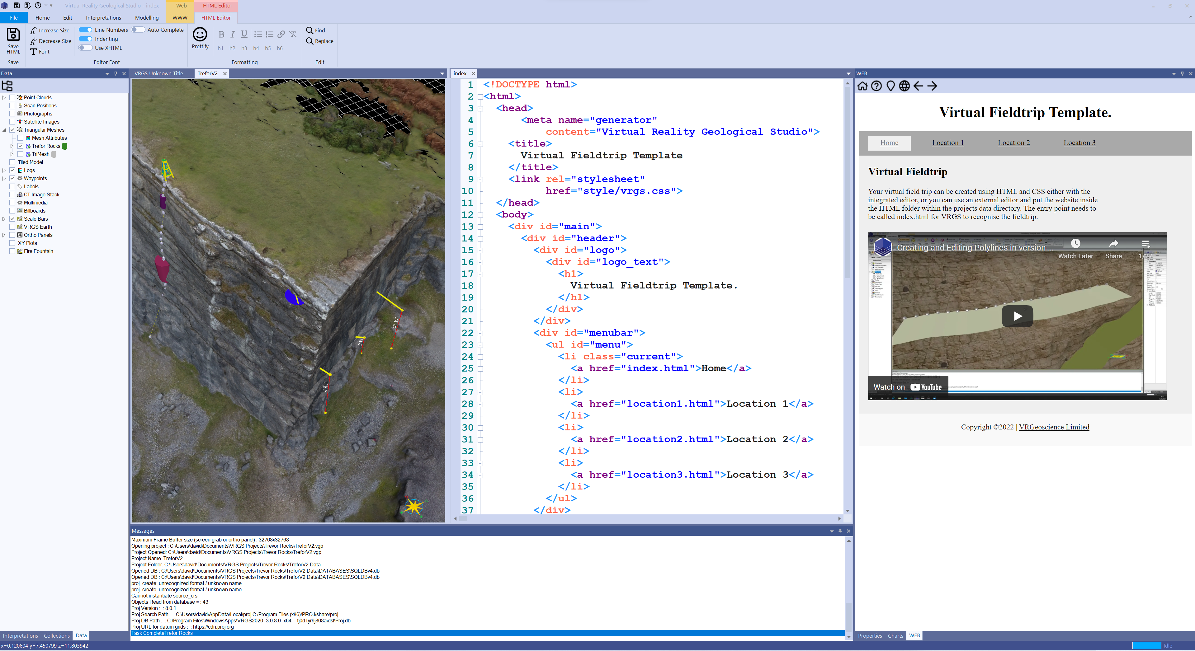 Digital Outcrop Modelling and Virtual Field Trip software
