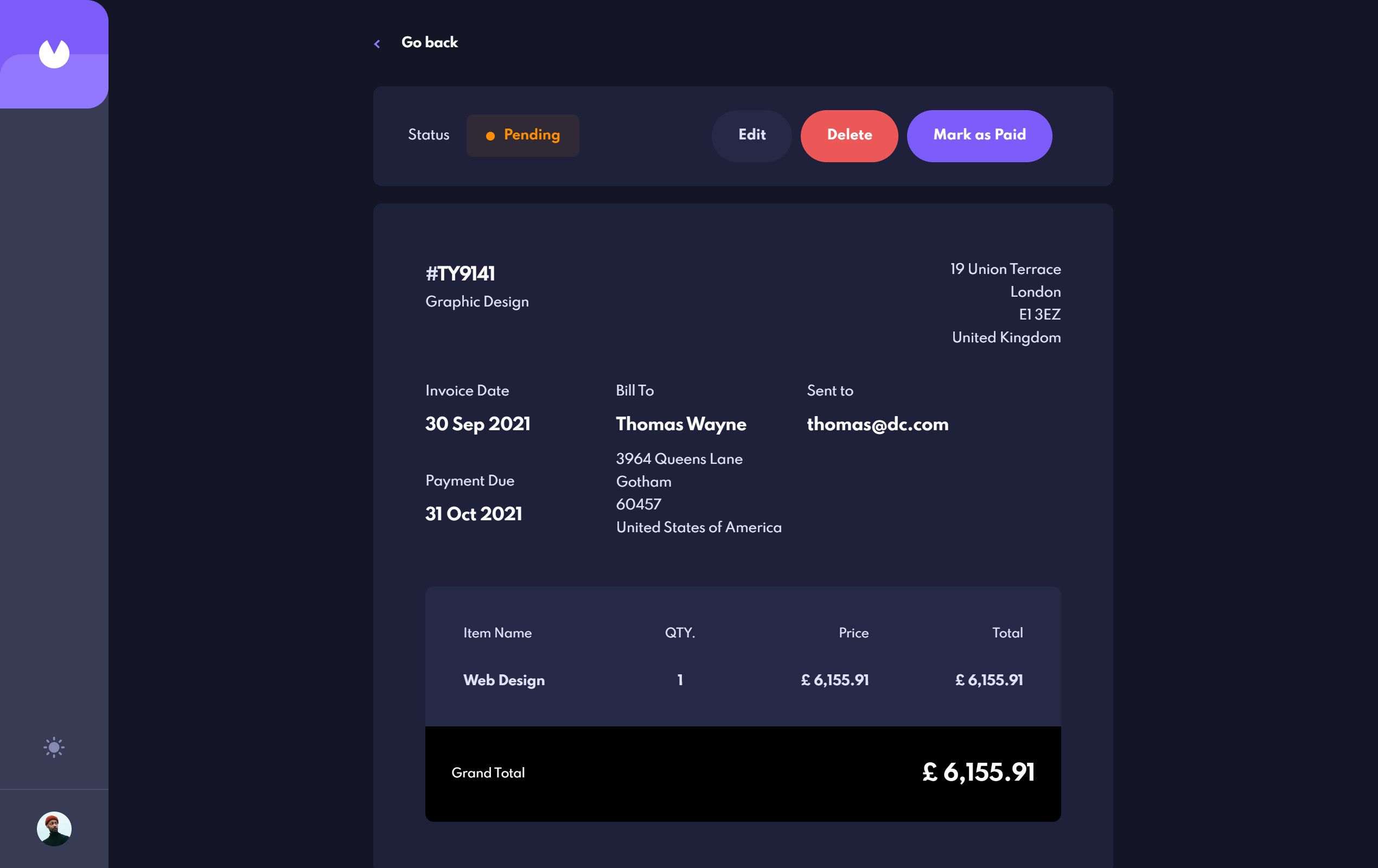 Invoice App - Dustin Durden