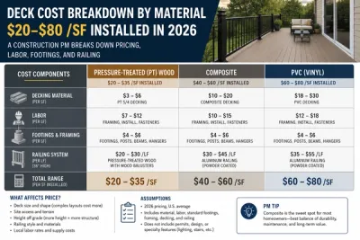 Deck Cost Per Square Foot by Material (2026 Guide) | CostFlowAI