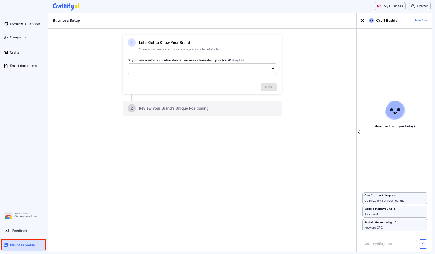 Craftify AI | How to Create a Business Profile in Craftify