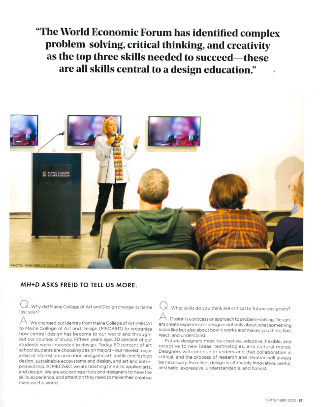 President Laura Freid Featured | Maine College of Art & Design