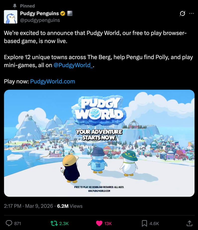 Pudgy Penguins Launches ‘Pudgy World’ Browser Game - PENGU