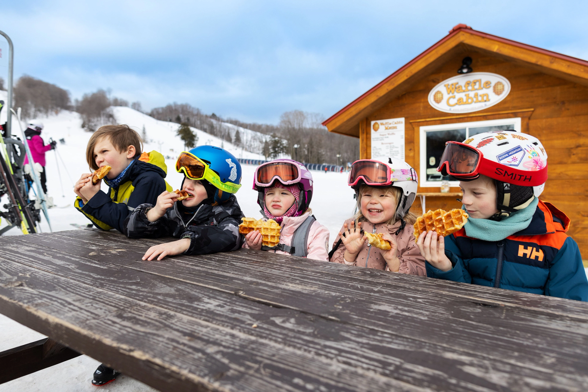 Waffle Cabin | Chocolate Drizzled Waffles | Boyne Mountain