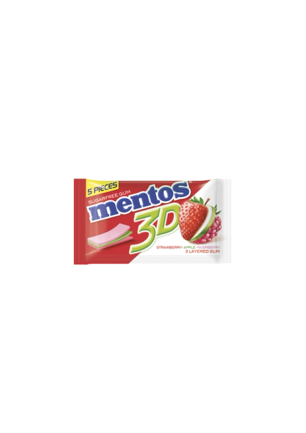 Mentos Gum 3D Strawberry Apple Raspberry 5p | Mentos Arabia