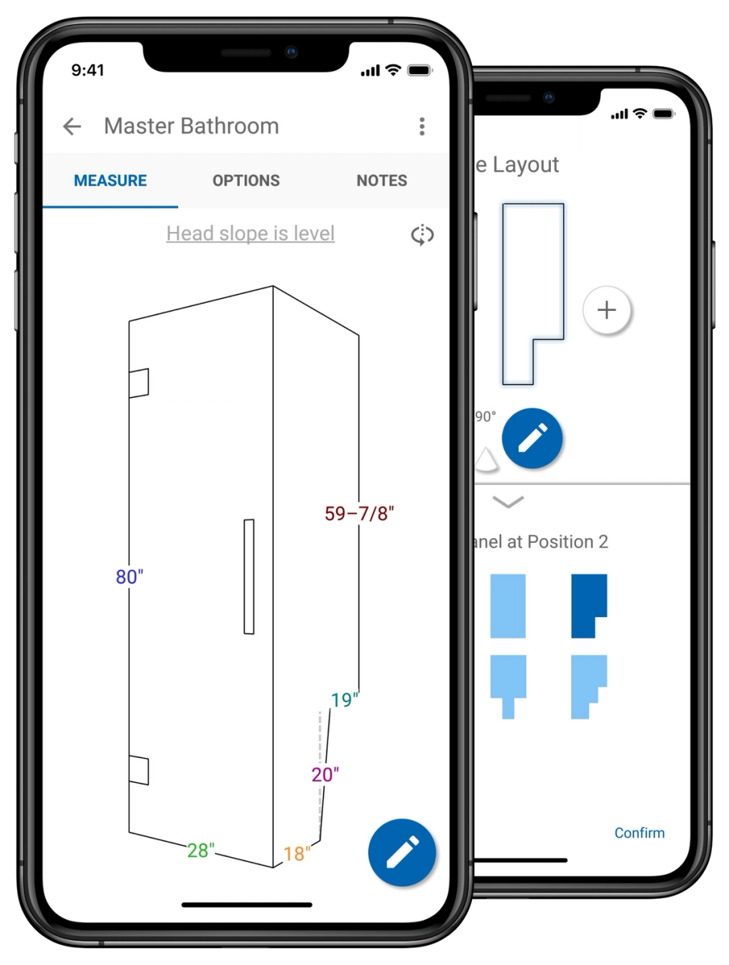 Smart-Glazier App | Record accurate shower measurements while onsite